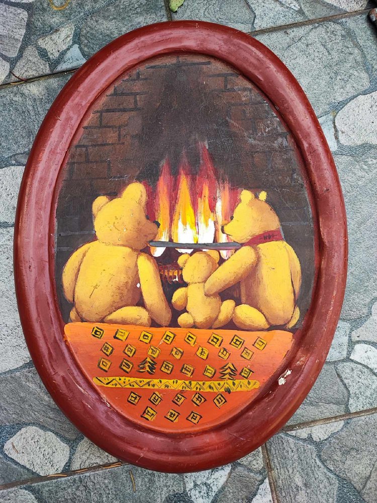 Wooden Picture with Teddy Bears by Barbara Bukowski, Sweden, 1990s for ...