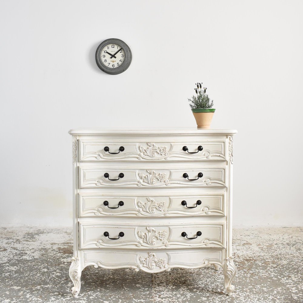Louis French 4 Drawer Chest of Drawers in Antique White, 1950s for sale ...