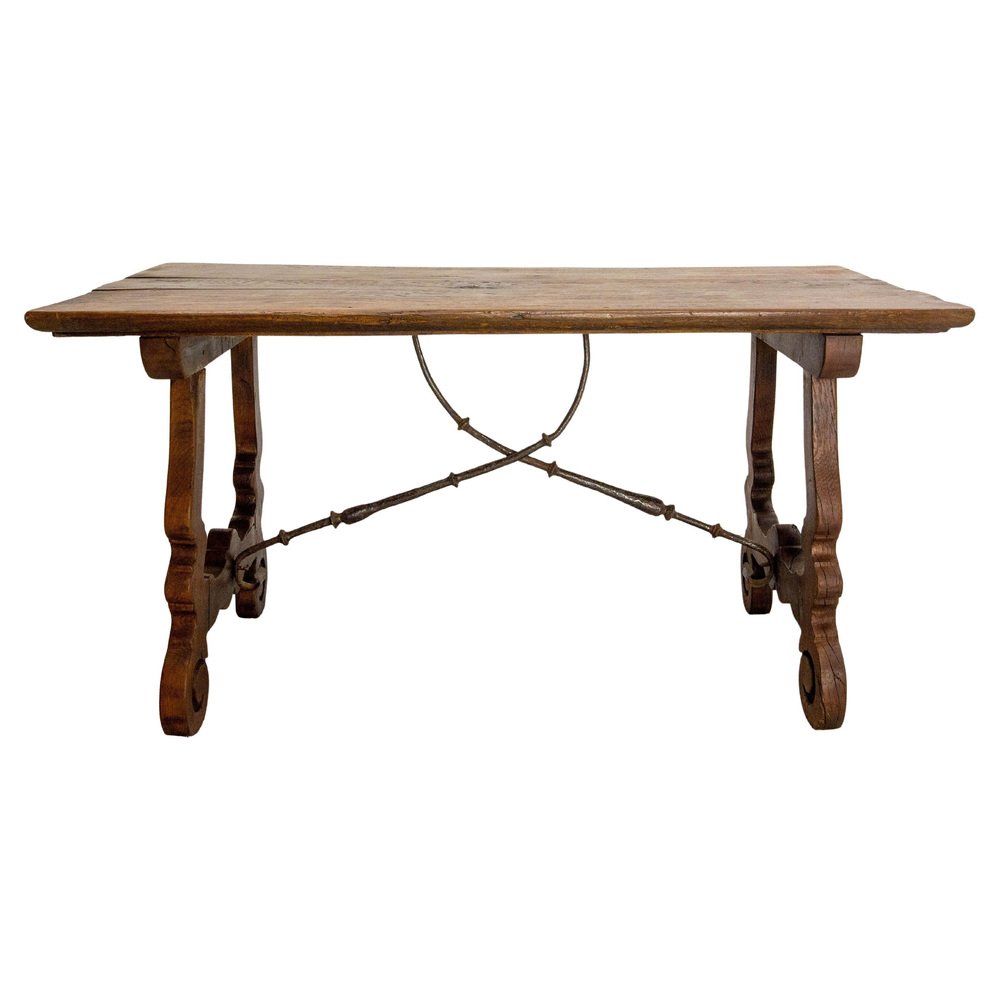 Late 19th Century Spanish Oak & Wrought Iron Dining Table, 1890s for ...