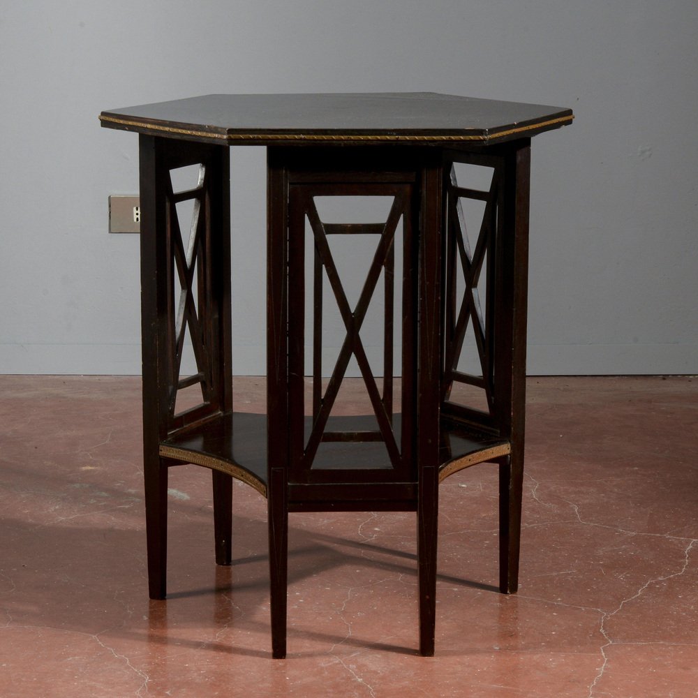 Hexagonal Liberty Coffee Table with Brass Frames, 1920s for sale at Pamono