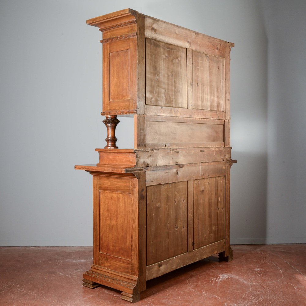 Art Deco Cupboard in Wood Carved with Fasces, 1930s for sale at Pamono