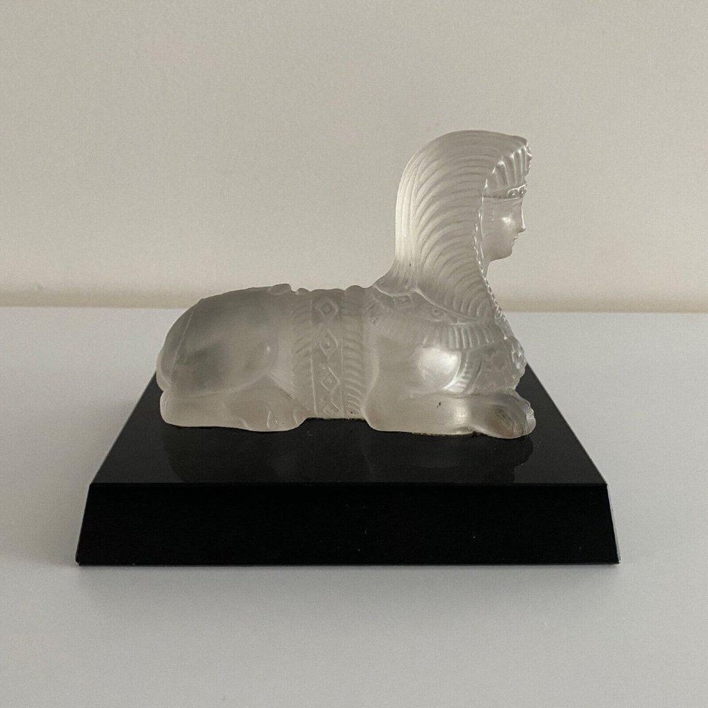 Crystal Sphinx on Black Glass Base for sale at Pamono