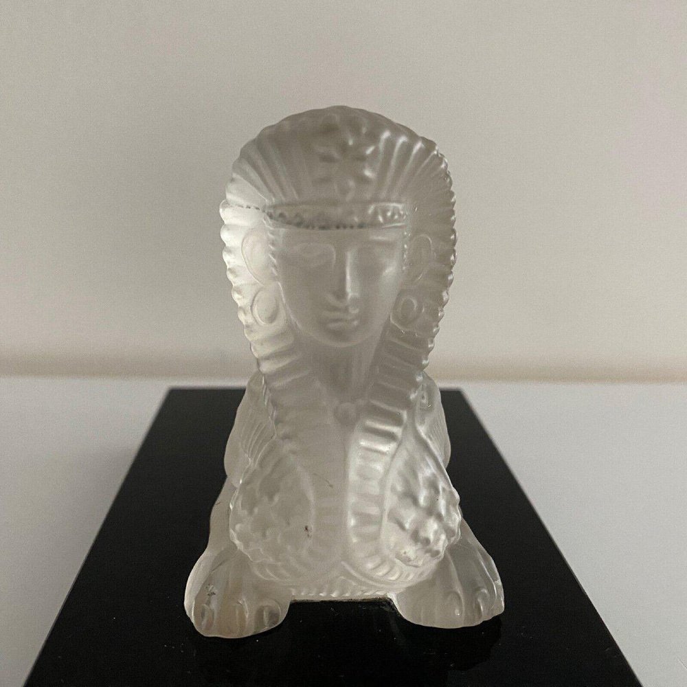 Crystal Sphinx on Black Glass Base for sale at Pamono