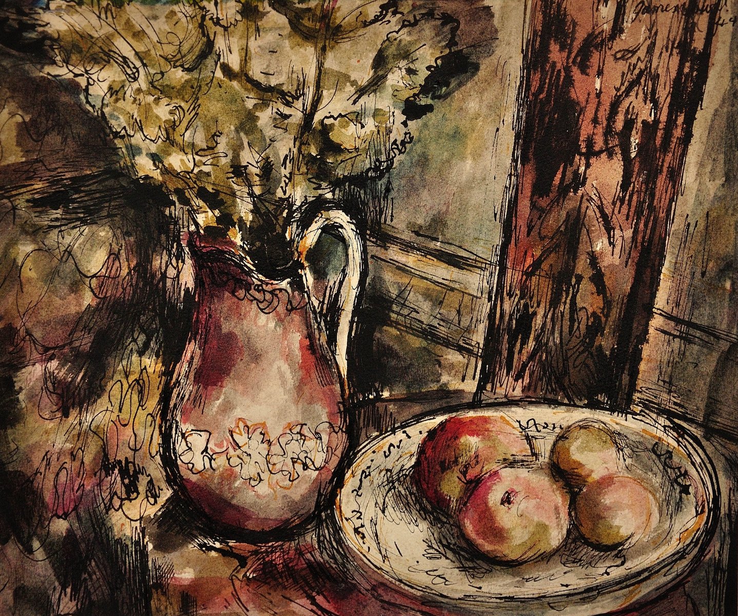 James Tower, Still Life of Flowers in a Jug and a Bowl of Apples, 1944 ...