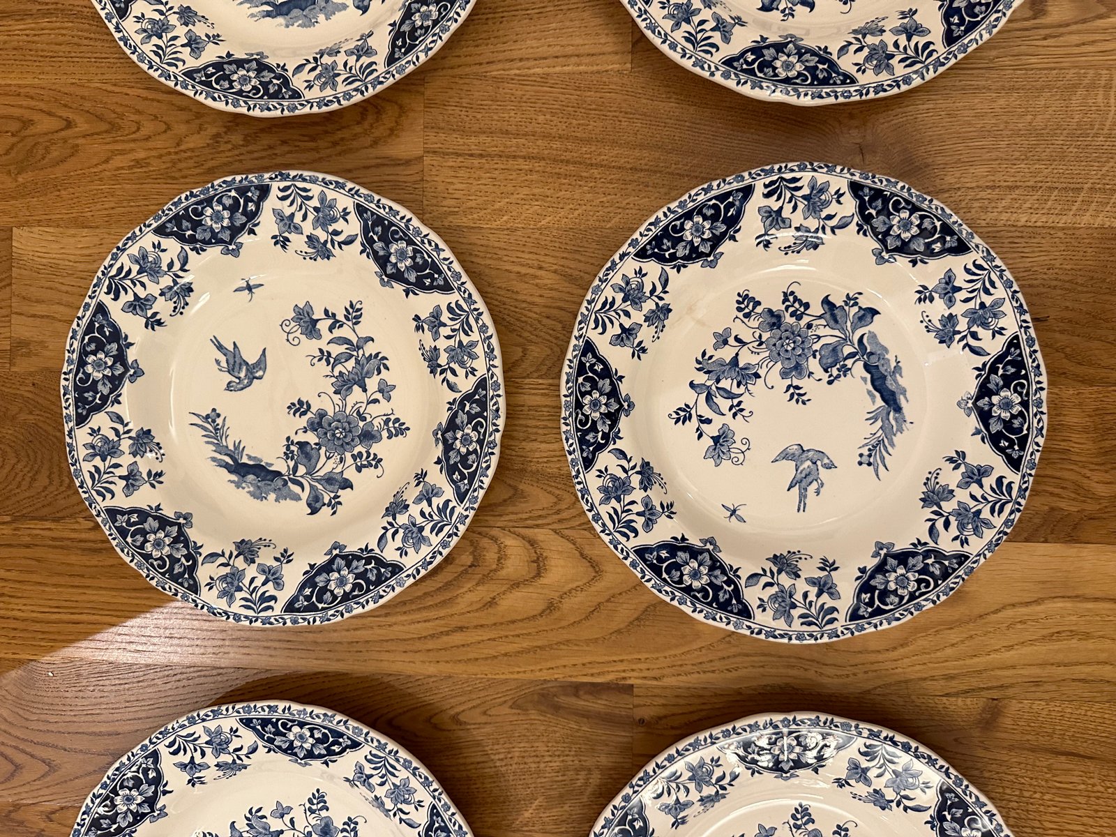 French Deep Plates with Blue Delft Decor from Gien, Set of 6 for sale ...