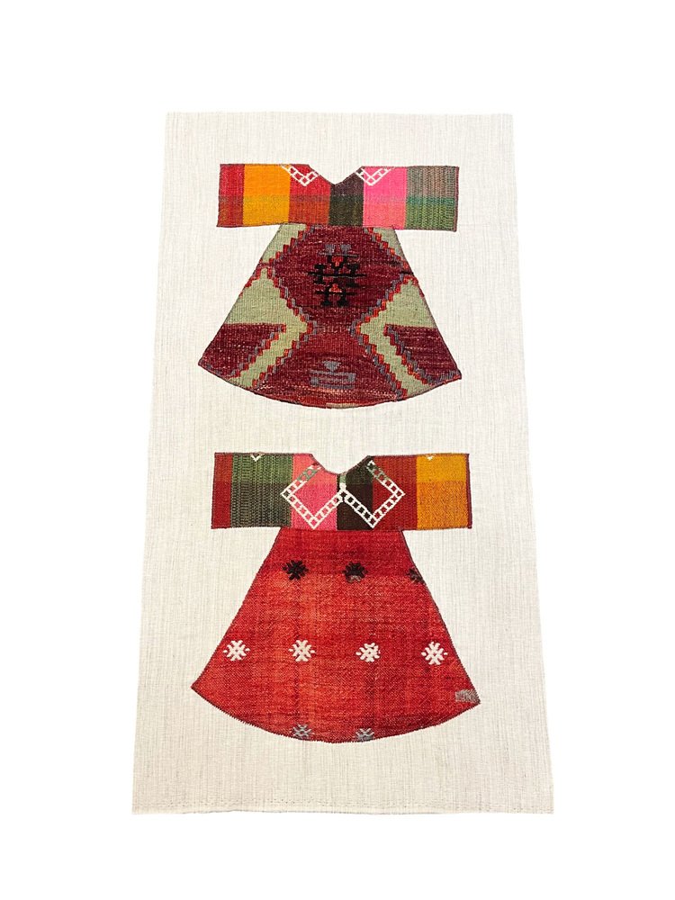 Handmade Double Kilim Caftan Wall Hanging, 1980s for sale at Pamono