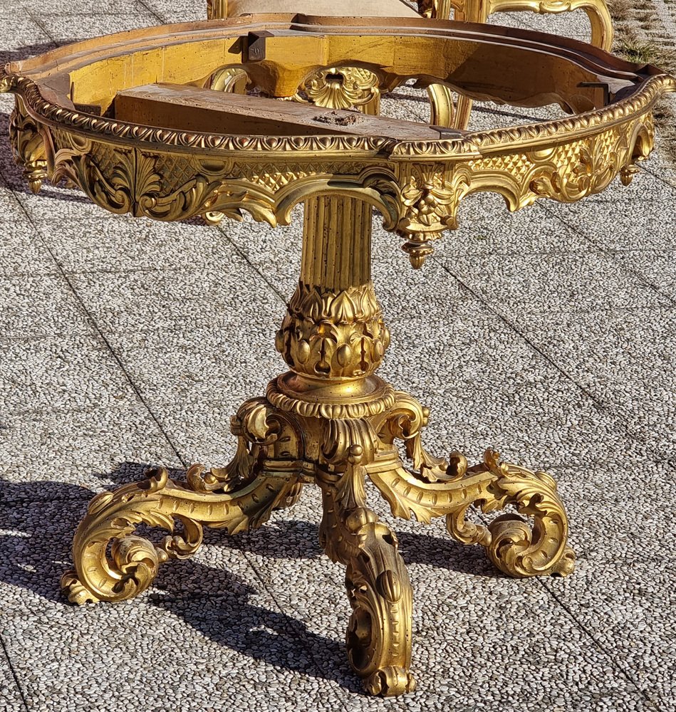 Charles X Golden Emiliano Noble Living Room Set, 1830s, Set of 4 for ...