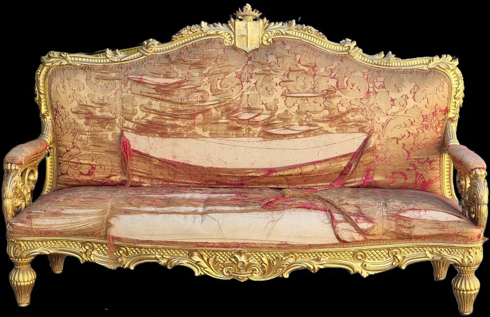 Charles X Golden Emiliano Noble Living Room Set, 1830s, Set of 4 for ...