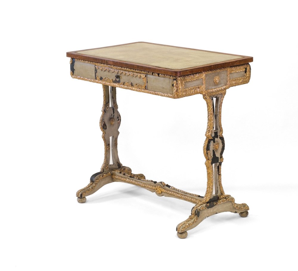 Small English Regency Painted and Gesso Gilded Writing Table, 1820s for ...