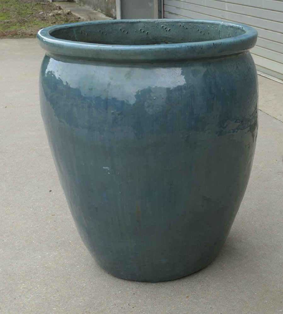 Large French Terracotta Turquoise Blue Garden Planter, 1960s for sale ...