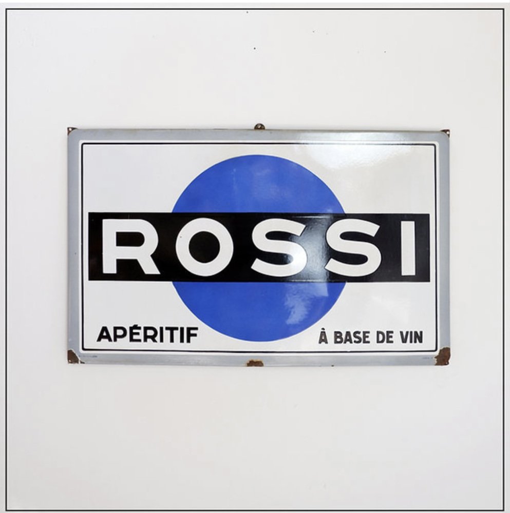 Vintage Enamel Rossi Advertising Sign, 1947 for sale at Pamono
