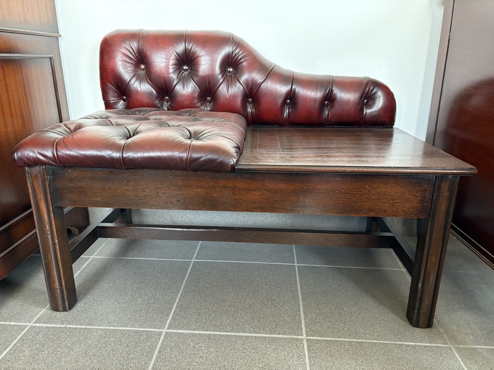 Chesterfield Telephone Bench in Leather for sale at Pamono