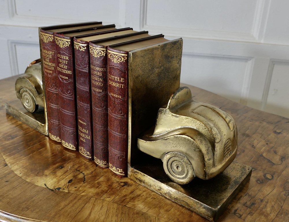 Vintage Model Car Bookends in Brass, 1960s, Set of 2 for sale at Pamono