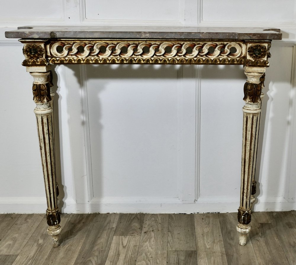 French Style Carved and Painted Console Table for sale at Pamono