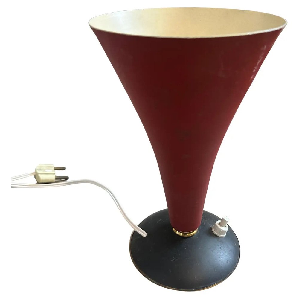 Mid-Century Modern Italian Red and Black Conic Table Lamp, 1950s for ...