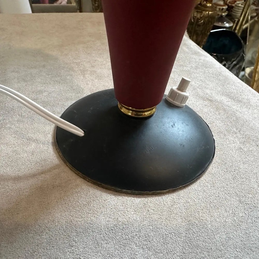 Mid-Century Modern Italian Red and Black Conic Table Lamp, 1950s for ...