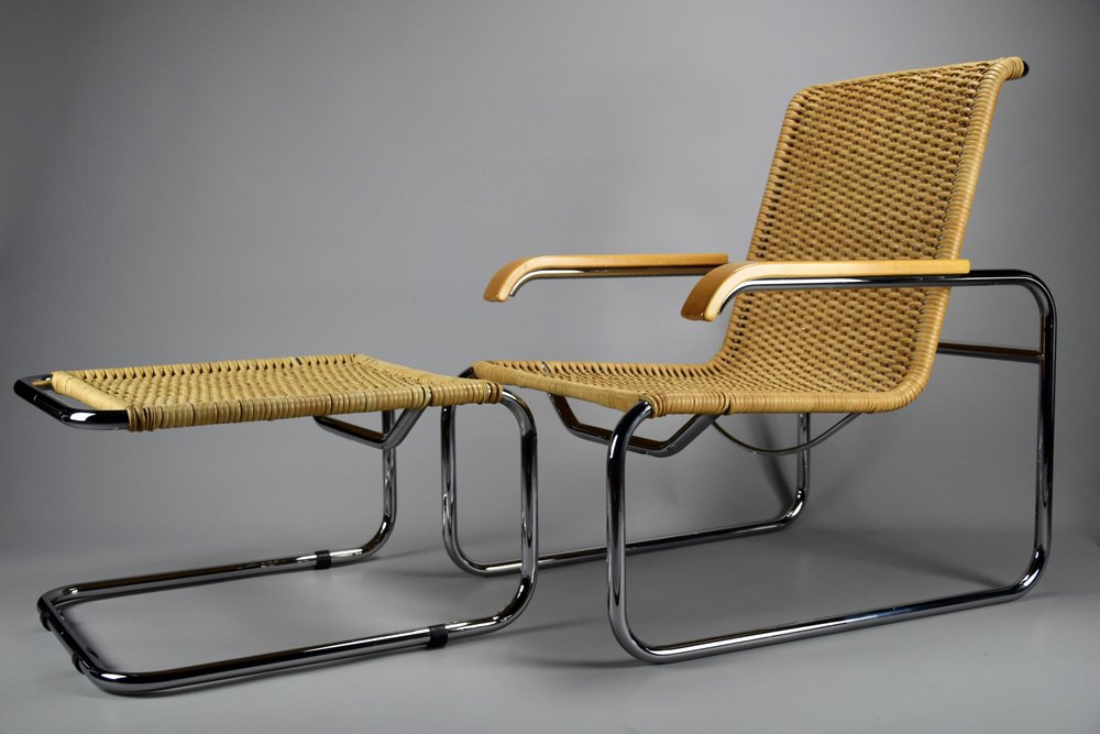 Poltrona B35 con Hocker di Marcel Breuer per Thonet, 1970, set di 2 in ...