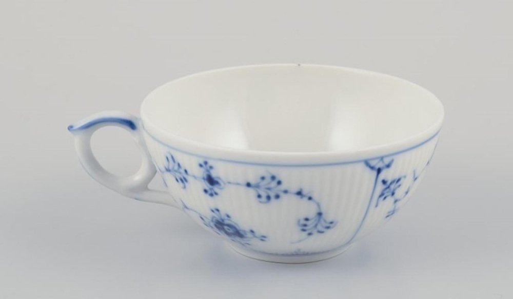 Blue Fluted Plain Tea Cups with Saucers from Royal Copenhagen, 1970s ...