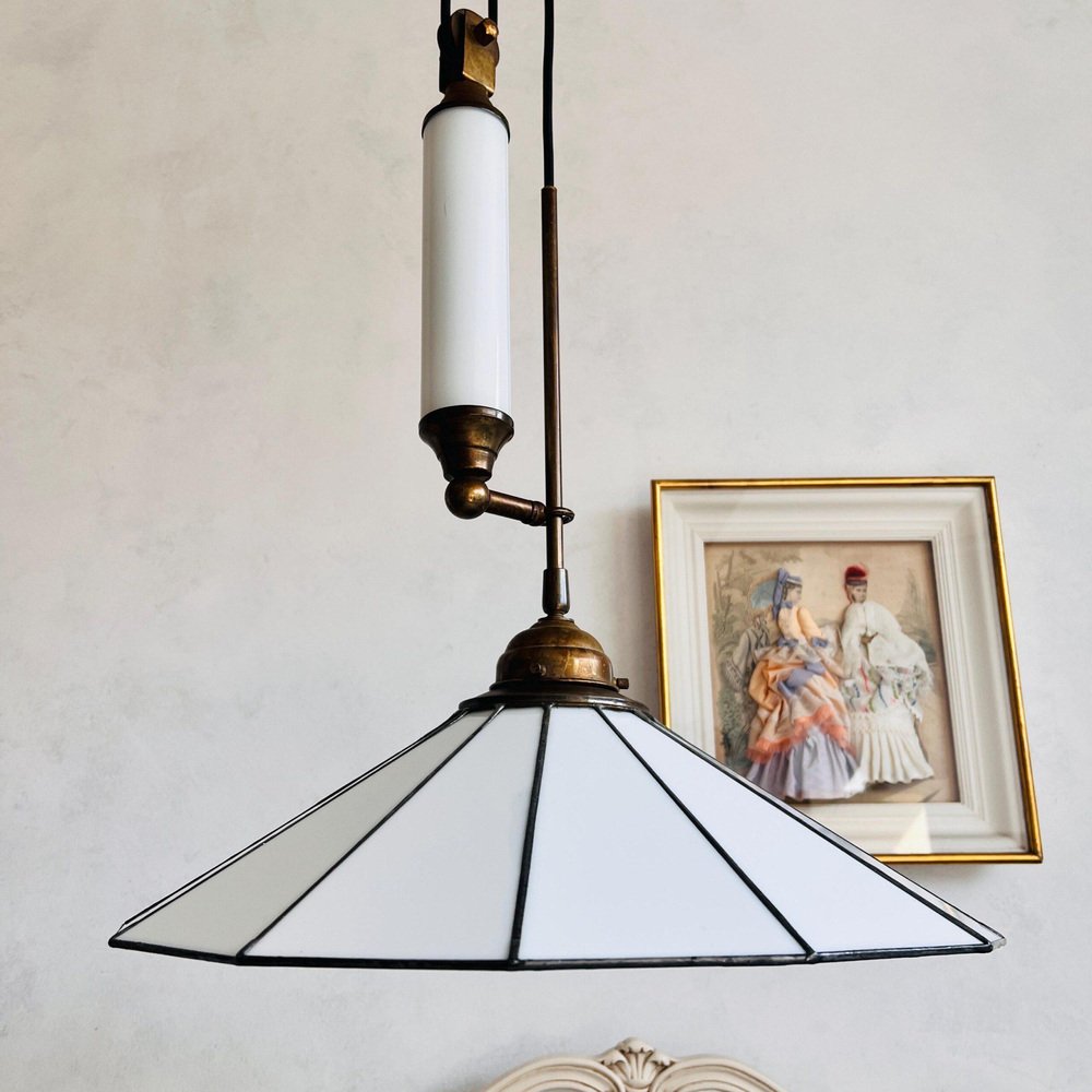 Vintage Art Deco Pendant Light Pull Down Lamp with Acrylic Glass for ...