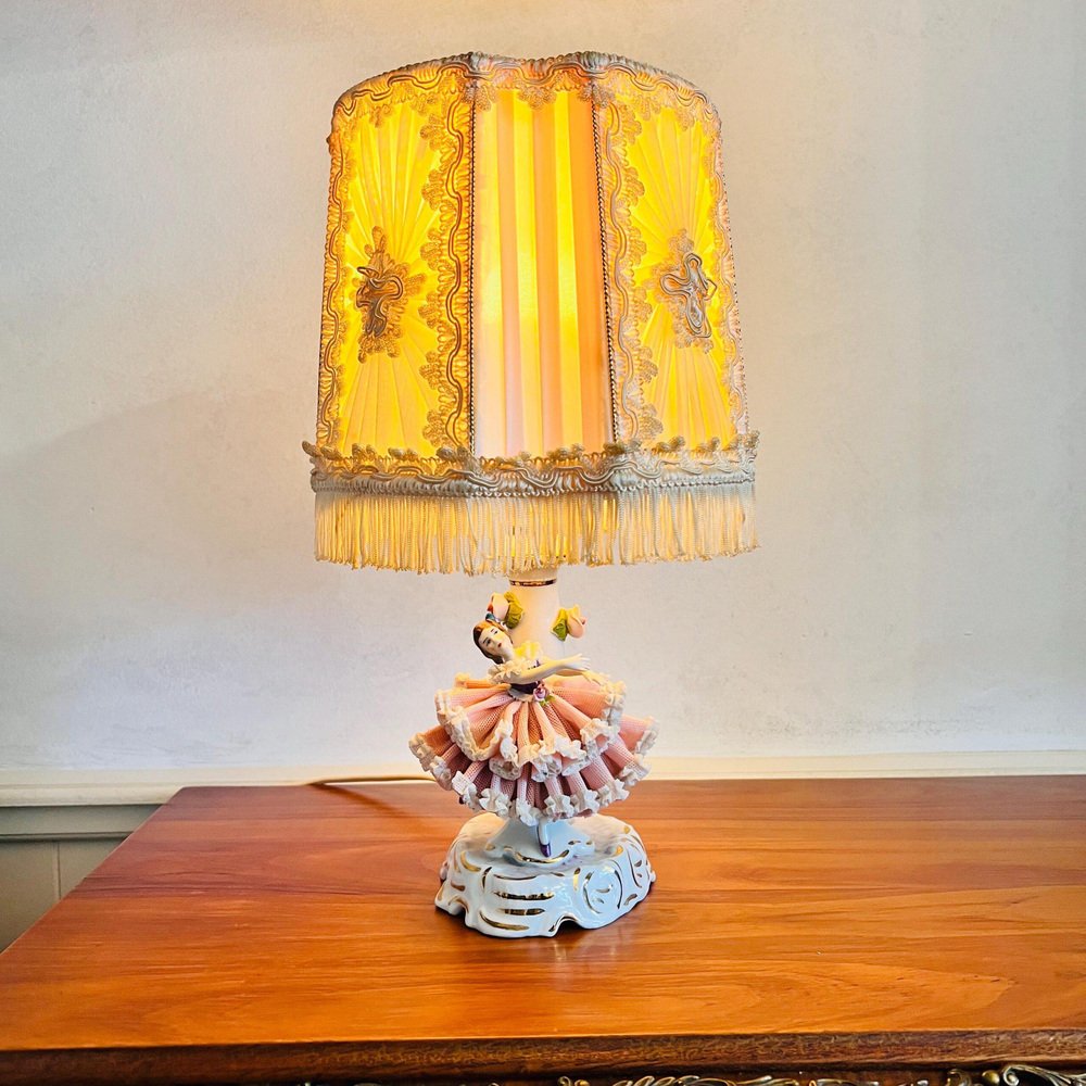 Vintage Lace Porcelain Table Lamp, Germany for sale at Pamono