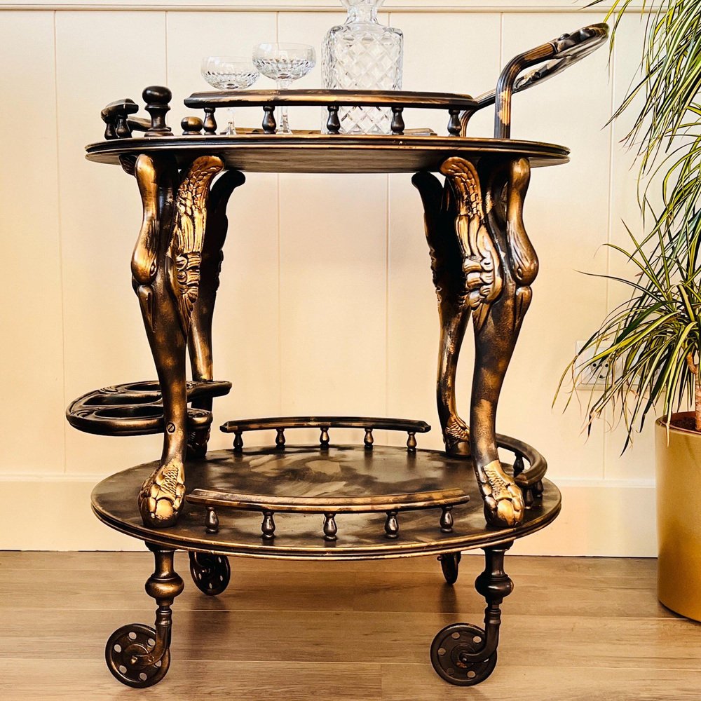 Vintage Serving Trolley Serving Side Table on Wheels for sale at Pamono