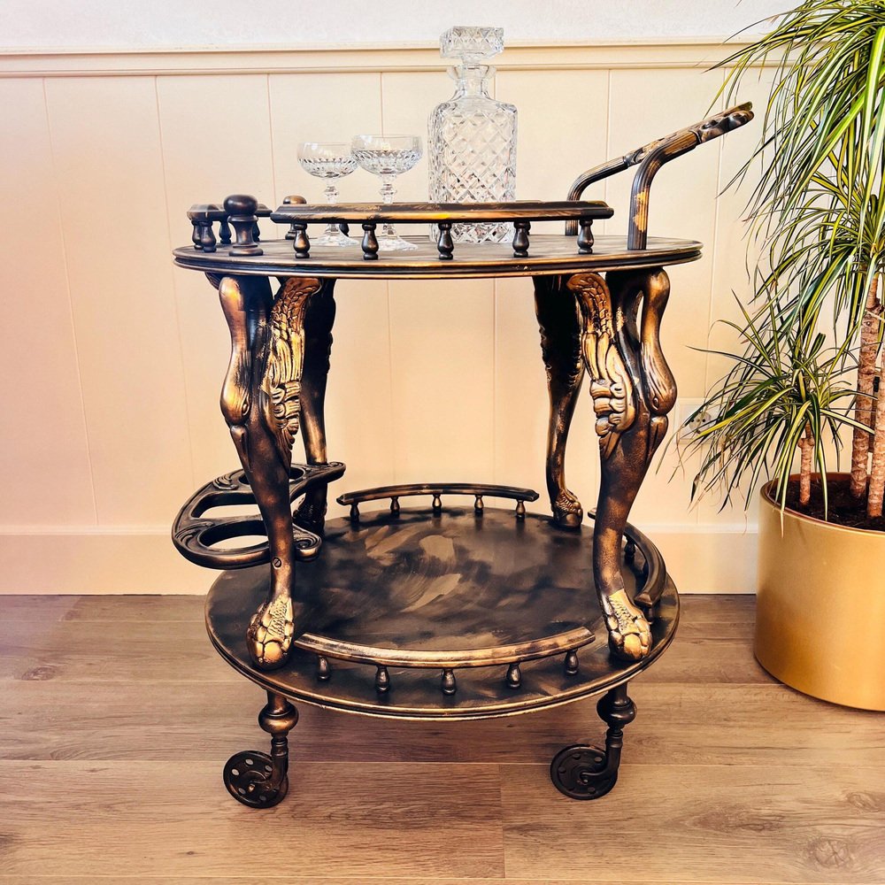 Vintage Serving Trolley Serving Side Table on Wheels for sale at Pamono