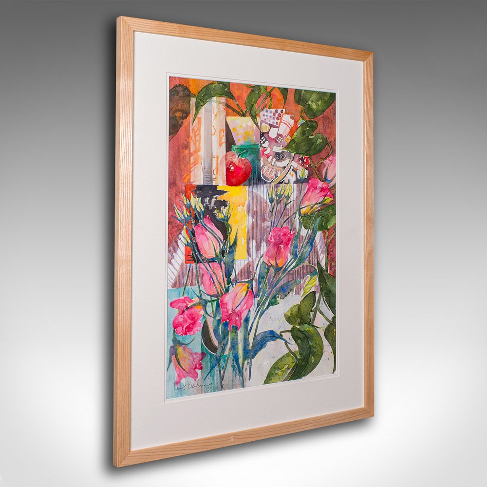 June Bevan, Flower Study, 1990s, Watercolor, Framed for sale at Pamono