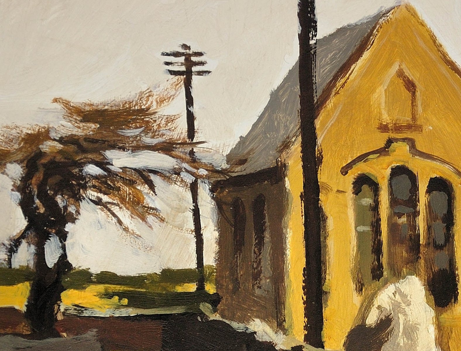 Donald McIntyre, Girl and Chapel, North Wales, 1980s, Oil on Card for ...