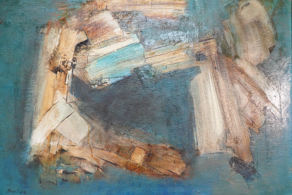 Maurice Boel, Blue Abstract Composition, Belgium, 1962, Oil on Canvas ...