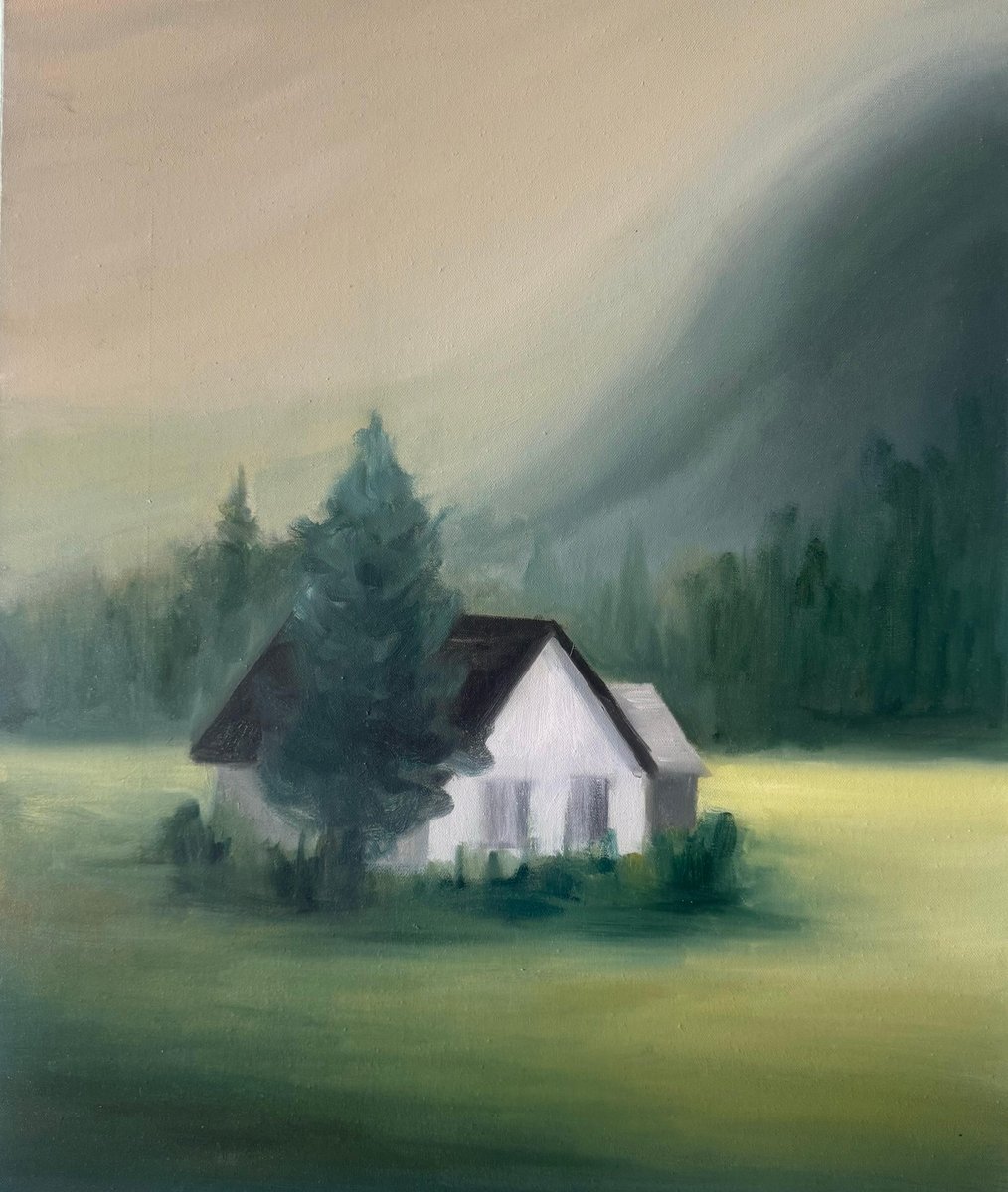 Lana Devidze, Misty House, 2024, Oil on Canvas for sale at Pamono