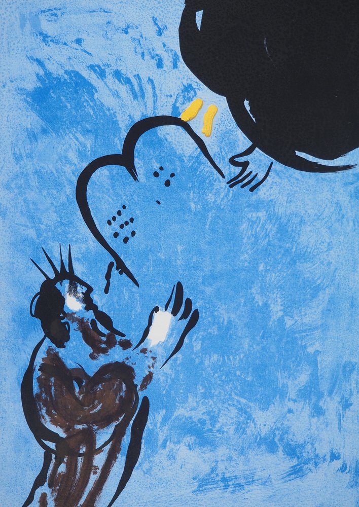 Marc Chagall, The Bible, Moses Receiving the Tables of the Divine ...