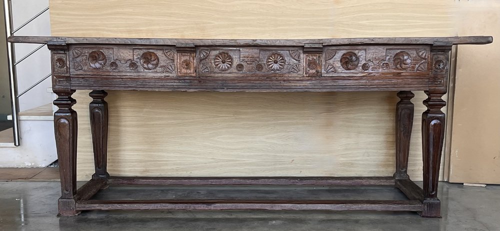 Late 18th Century Spanish Refectory Farm Table with Three Drawers ...