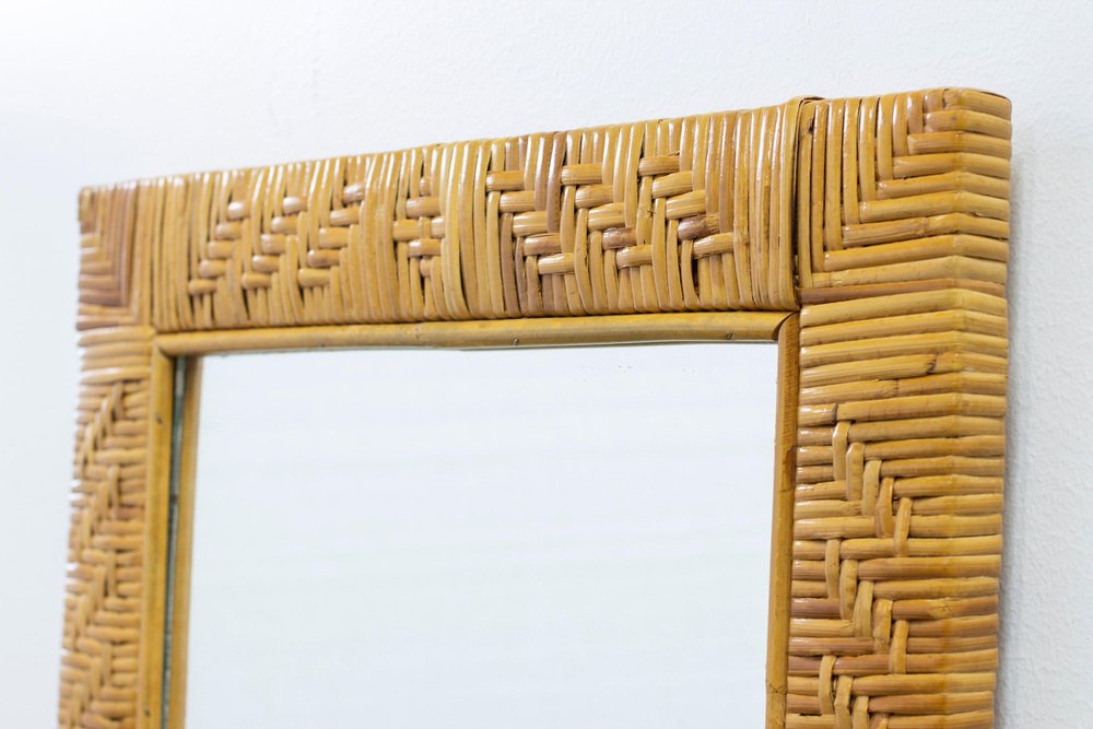 Vintage Rattan Mirror, 1950s for sale at Pamono