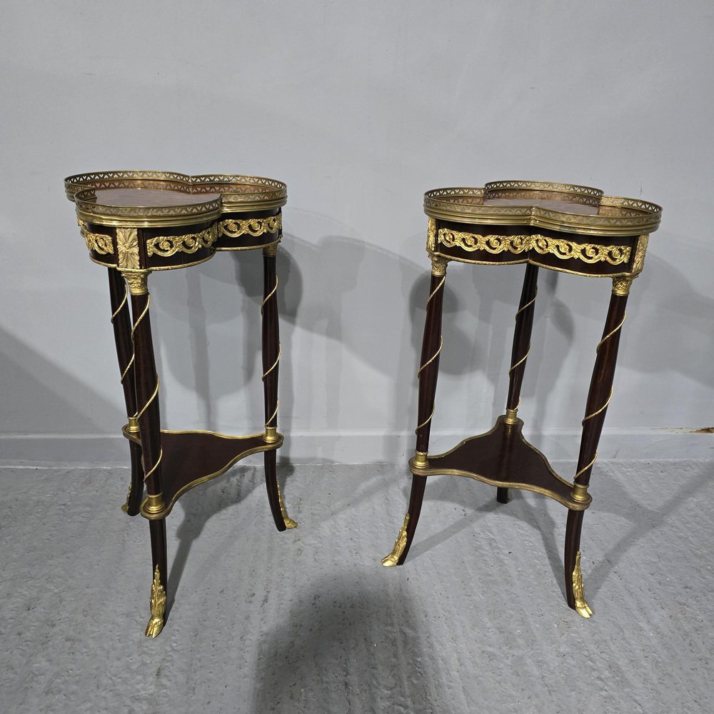 French Inlaid and Ormolu Mounted Lamp Stands, Set of 2 for sale at Pamono