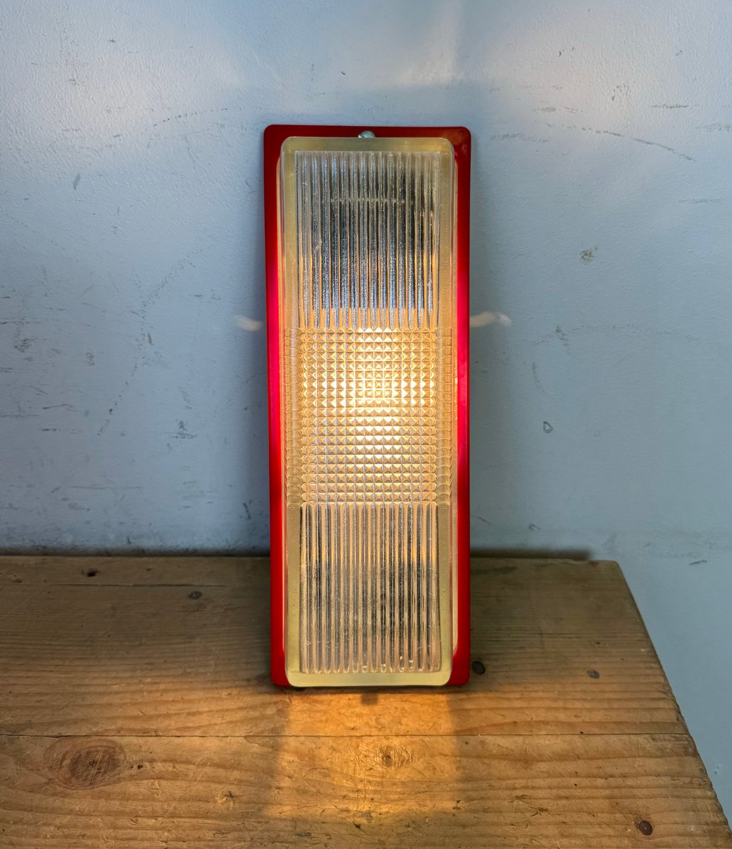 Industrial Wall Light in Red from Elektrosvit, 1970s for sale at Pamono