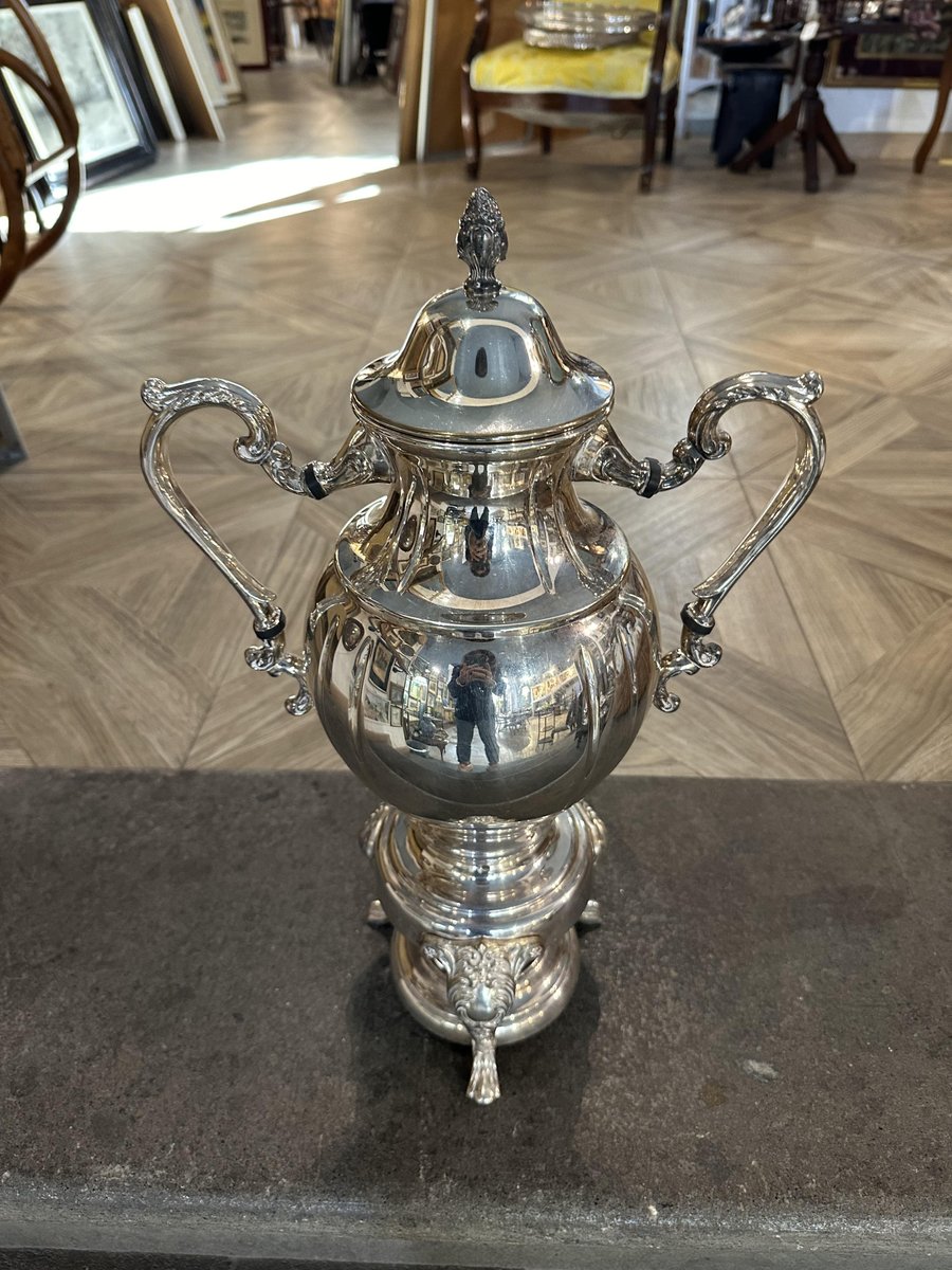 Large English Art Nouveau Samovar in Smooth Sheffield with Cold Worked ...