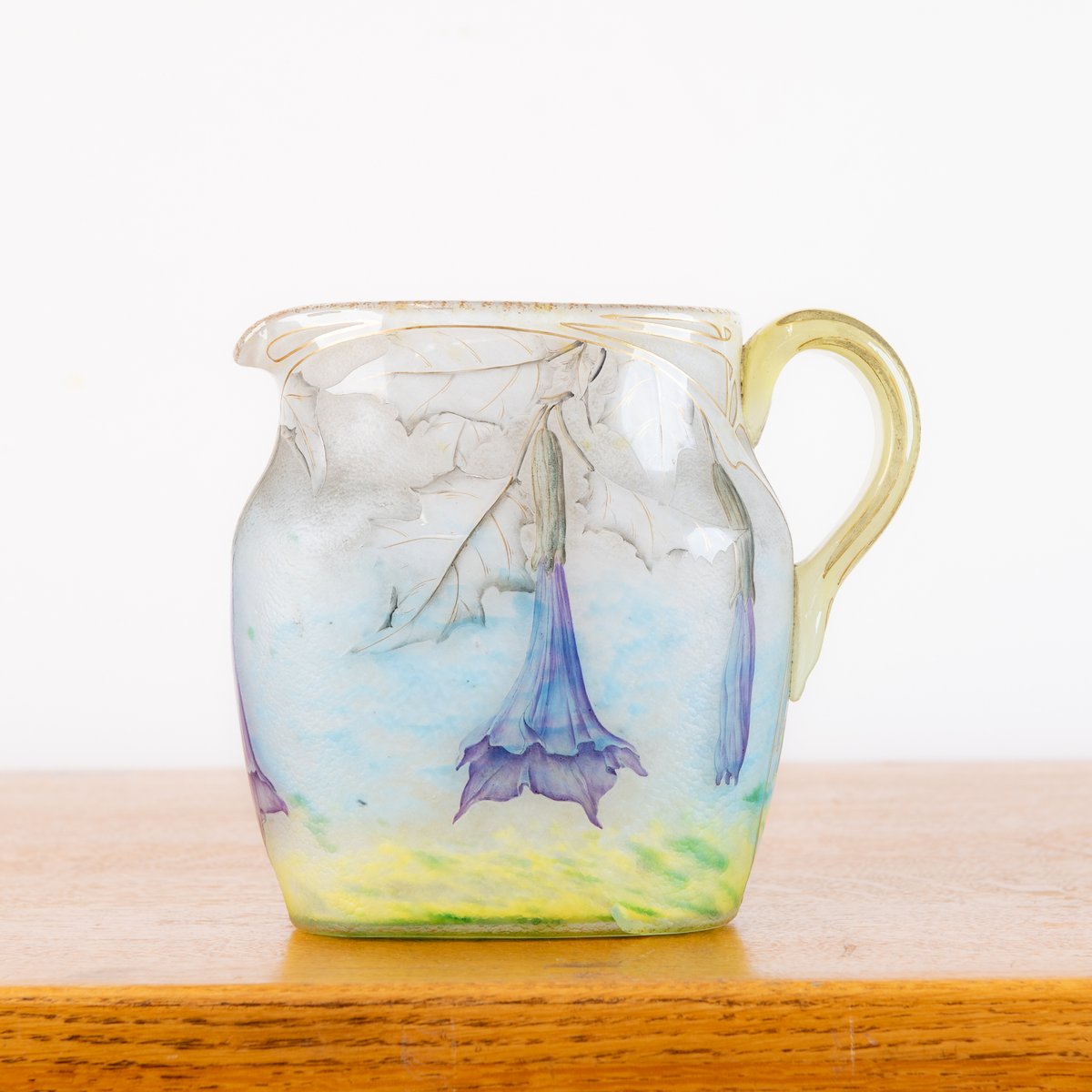 Glass Paste Pitcher Decorated with Daturas and Dragonflies by Jean Daum ...