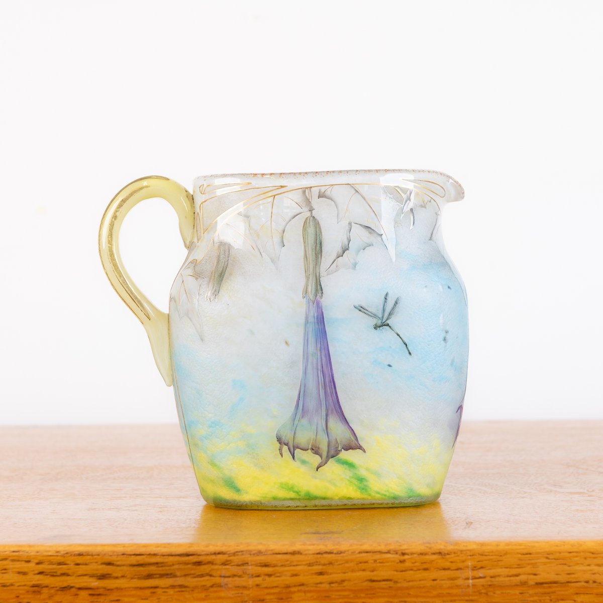 Glass Paste Pitcher Decorated with Daturas and Dragonflies by Jean Daum ...