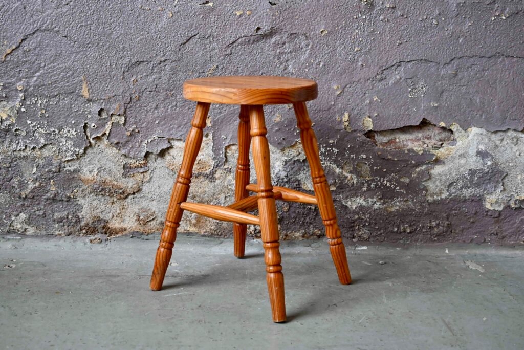 Vintage Pine Farm Stool for sale at Pamono