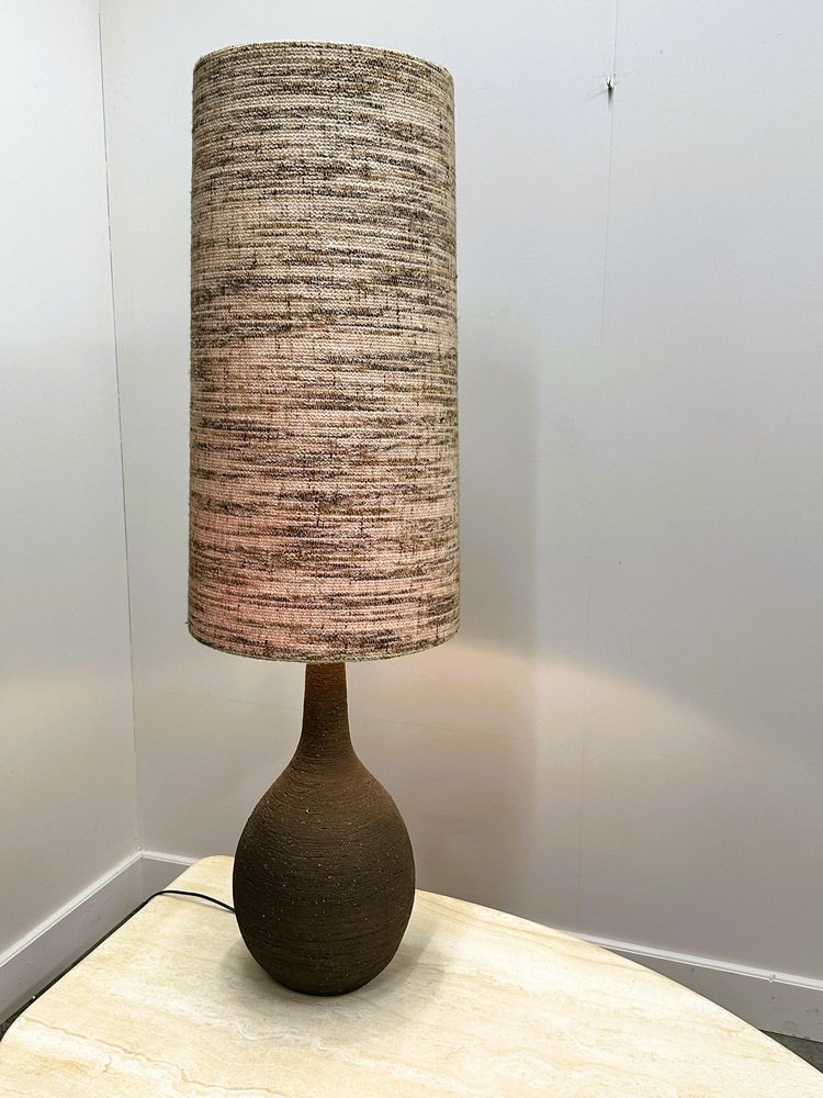 Vintage Ceramic Floor Lamp with Textured Wool Shade, 1970s for sale at ...