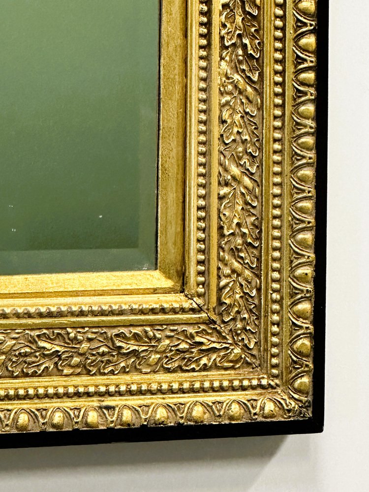 Vintage Rectangular Gold and Black Mirror, 1970s for sale at Pamono