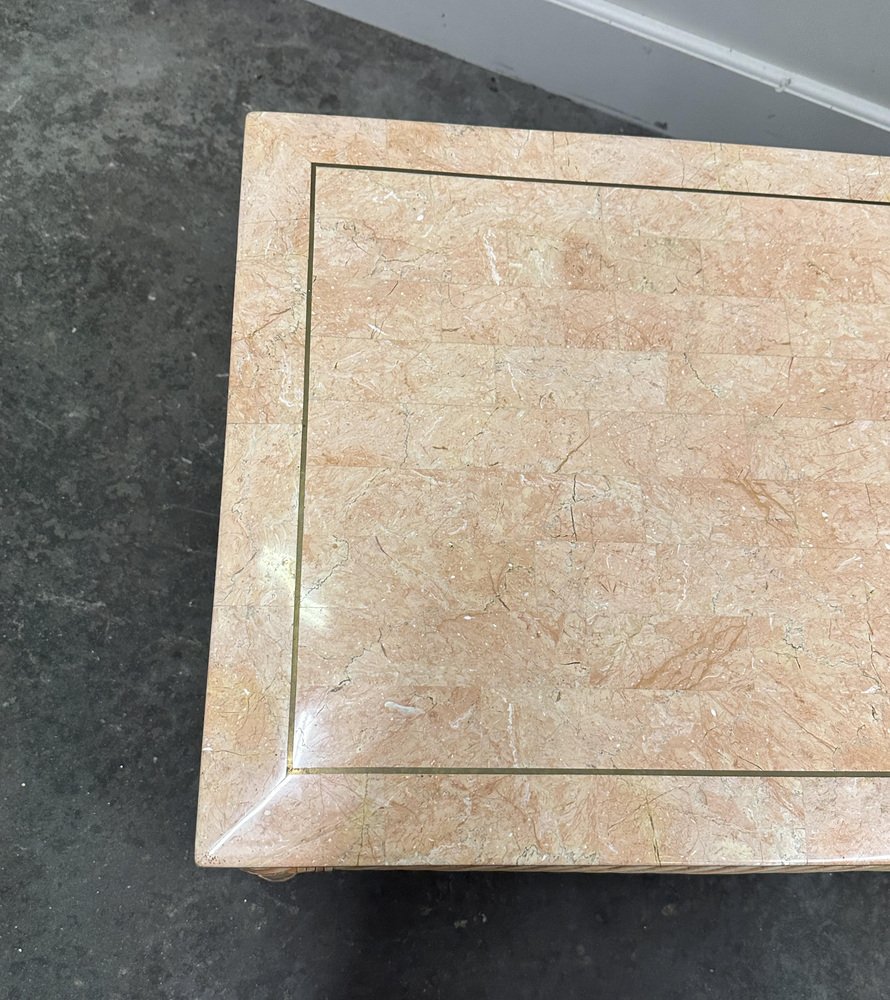 Pink Tessellated Travertine Coffee Table from Roche Bobois, 1980s for ...