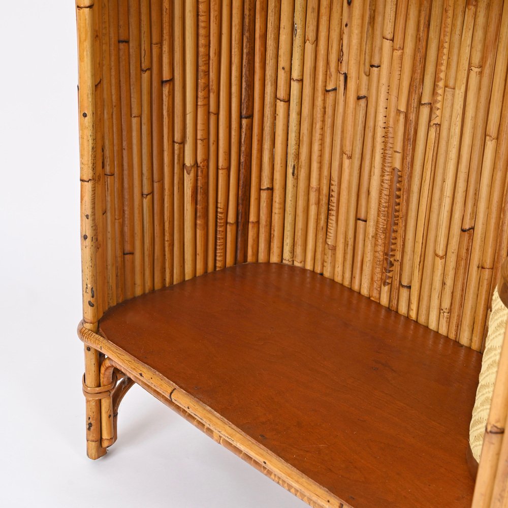 Set of Dry Bar with Stool in Rattan, Bamboo and Wicker attributed to ...