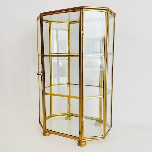 Small Vintage Brass Display Case for sale at Pamono