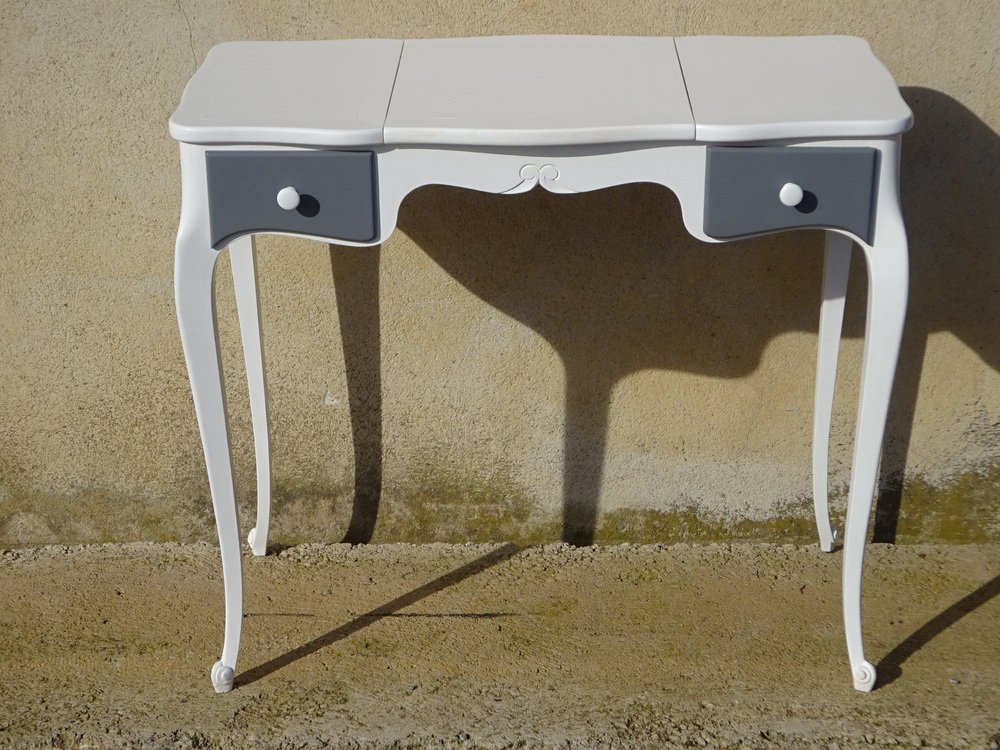 Small White and Gray Dressing Table for sale at Pamono