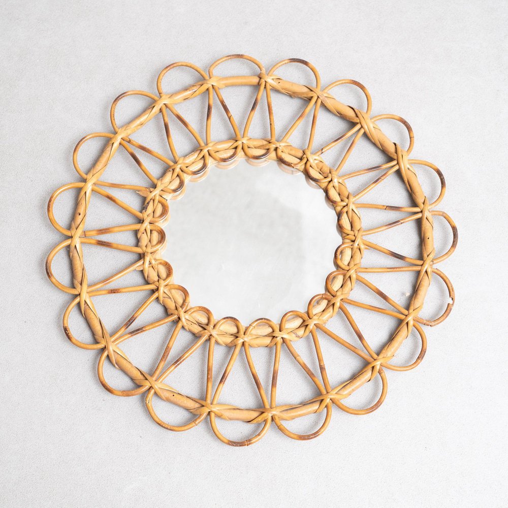 Mid-Century Modern Mirror Bamboo Rattan Handcrafted, 1960s for sale at ...