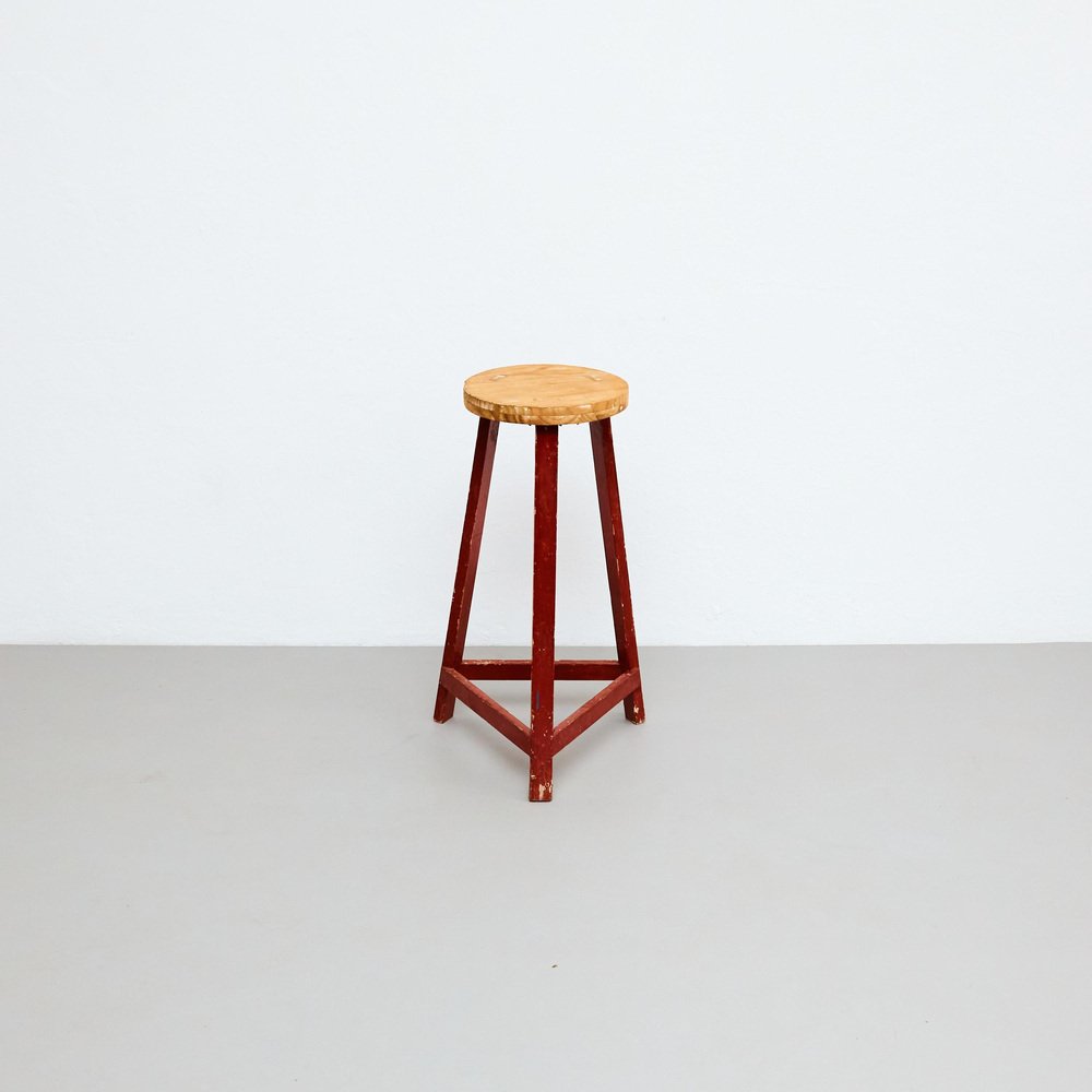 Mid-Century Modern Rationalist Wood High Stool, 1950s for sale at Pamono