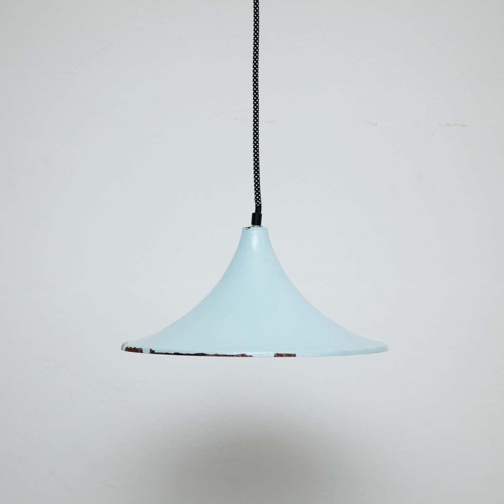 Early 20th Century Clear Blue Brass Pendant Lamp for sale at Pamono