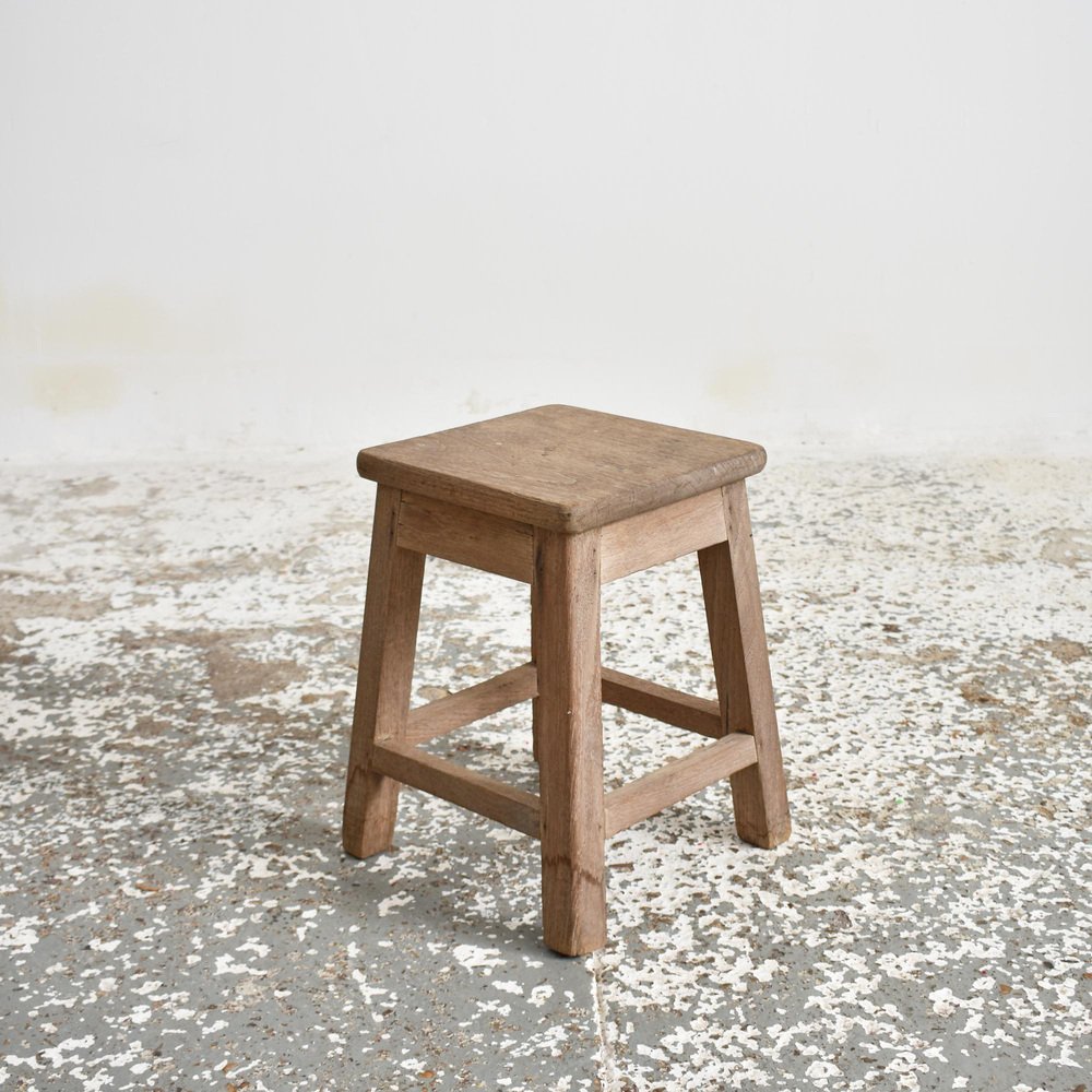Rustic Square Stool, 1920s for sale at Pamono