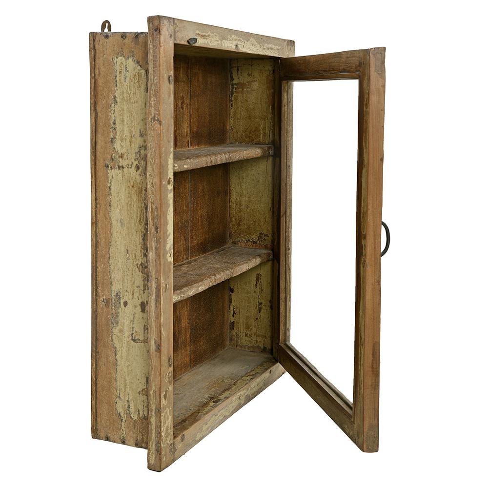 Weathered Solid Wood Wall Display Case for sale at Pamono